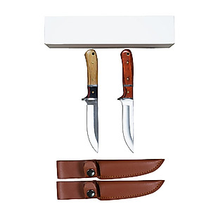 Ipretti Two 3-Inch Super Sharp Knife with PU Protective Sleeve,High Carbon Steel Durable Portable Wooden Handle Knife for Outdoor,Picnics,Kitchen Cooking(Meat,Fruits,Vegetables,Seafood)