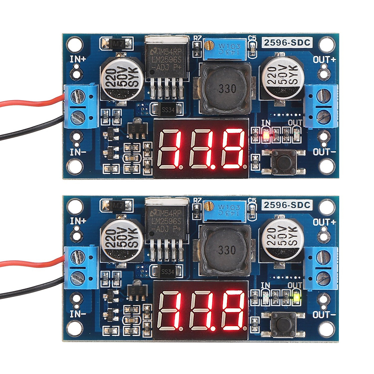 24v to 12v Step Down Converter, DROK LM2596 Analog Control Buck Transformer DC-DC Voltage Reducer Regulator Module 36V 24V 12V to 5V 2A Power Inverter Volt Stabilizer with Red LED Display Voltmeter