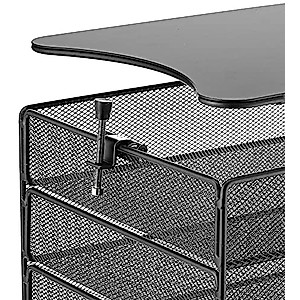 Safco Products Onyx Mesh 4-Tray Underdesk Space Saving Desktop Hanging Organizer, Durable Steel Mesh Construction, 20lb Capacity, Black Powder Coat Finish, 10.25"w x 12.375"d x 12"h