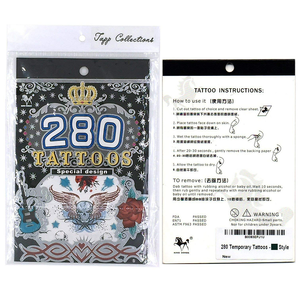 Tapp Collections 280 Temporary Tattoos - M1 Style