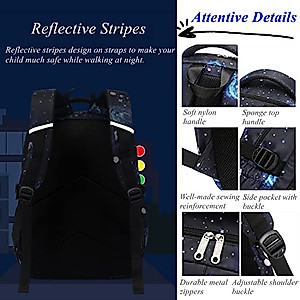 3Pcs Galaxy Childrens Backpacks for Boys, Capacity Elementary Primary School Bags Bookbags for Kids, with Insulated Lunch Bag