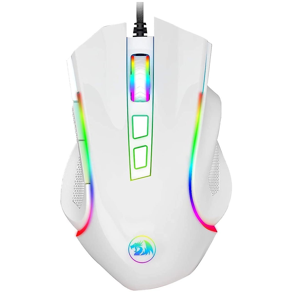 Redragon M602 RGB Wired Gaming Mouse RGB Spectrum Backlit Ergonomic Mouse Griffin Programmable with 8 Backlight Modes, Up to 7200 DPI for Windows PC Gamers (White)