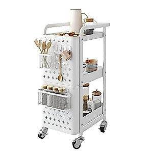 SHYPT 3 Tier Kitchen Storage Rack Cart Bathroom Shelves, Movable Toilet Storage Rack, Toilet, Toilet Supplies Storage Shelf (Color : A, Size : 3 Tier)