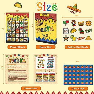 WERNNSAI Mexican Bingo Party Games - 24 Players Birthday Party Games for Kids Bingo Game Bachelorette Final Fiesta Bingo Game Cards Supplies for Taco Themed Party Kids Night Classroom Activities