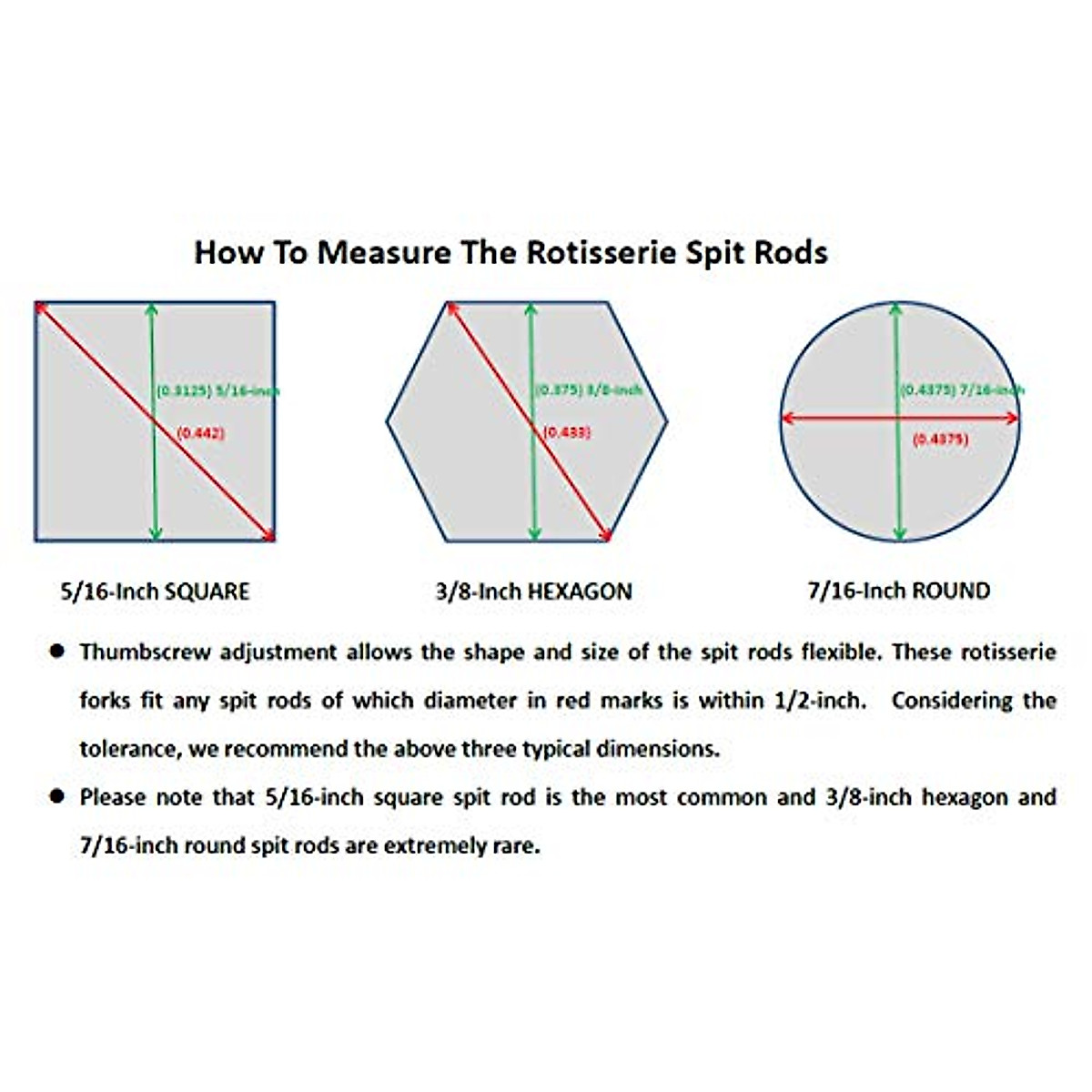 BBQSTAR Universal BBQ Grill Rotisserie Spit Meat Forks Replacement 4-Prong-Fits 5/16" Square 3/8" Hexagon 7/16" Round Spit Rods with Bushing and Counter-weight