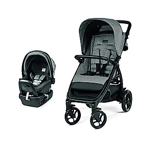 Peg Perego Booklet 50 Travel System - Includes Booklet 50 Baby Stroller and The Primo Viaggio 4-35 Infant Car Seat - Made in Italy - Atmosphere (Grey)