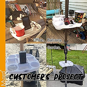 MYard Umbrella Table Tray 15 Inches Pro for Beach, Swimming Pool with 4 Drink Holders, 4 Snck Grooves, 4 Sunglasses Holes, 4 Phone Slots, 4 Airpods Holes, 2 iPad Slots, 4 Small Bag Hangers (Gray)