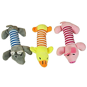 DURAGS Interactive Dog Toys with Reinforced Fabric - Set of 3 Unique Styles for Chewing and Play (Yellow Duck)