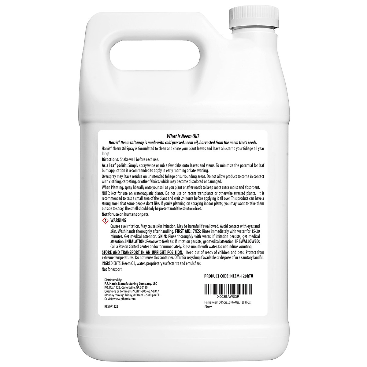 HARRIS Neem Oil Spray for Plants, Cold Pressed Ready to Use, 128oz