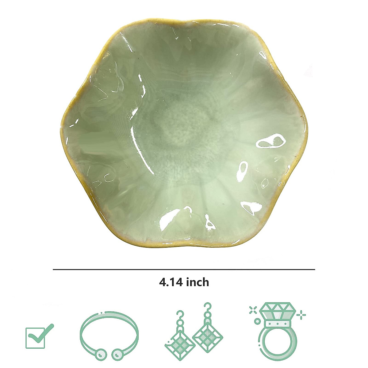 TIGERMILLION Ring Holder Dish, Ceramic Jewelry Trays, Leaf Shape Ring Dish for Bracelet Holder and Earring Organizer, Gift for Friends Sister Daughter Mother (Cyan①)