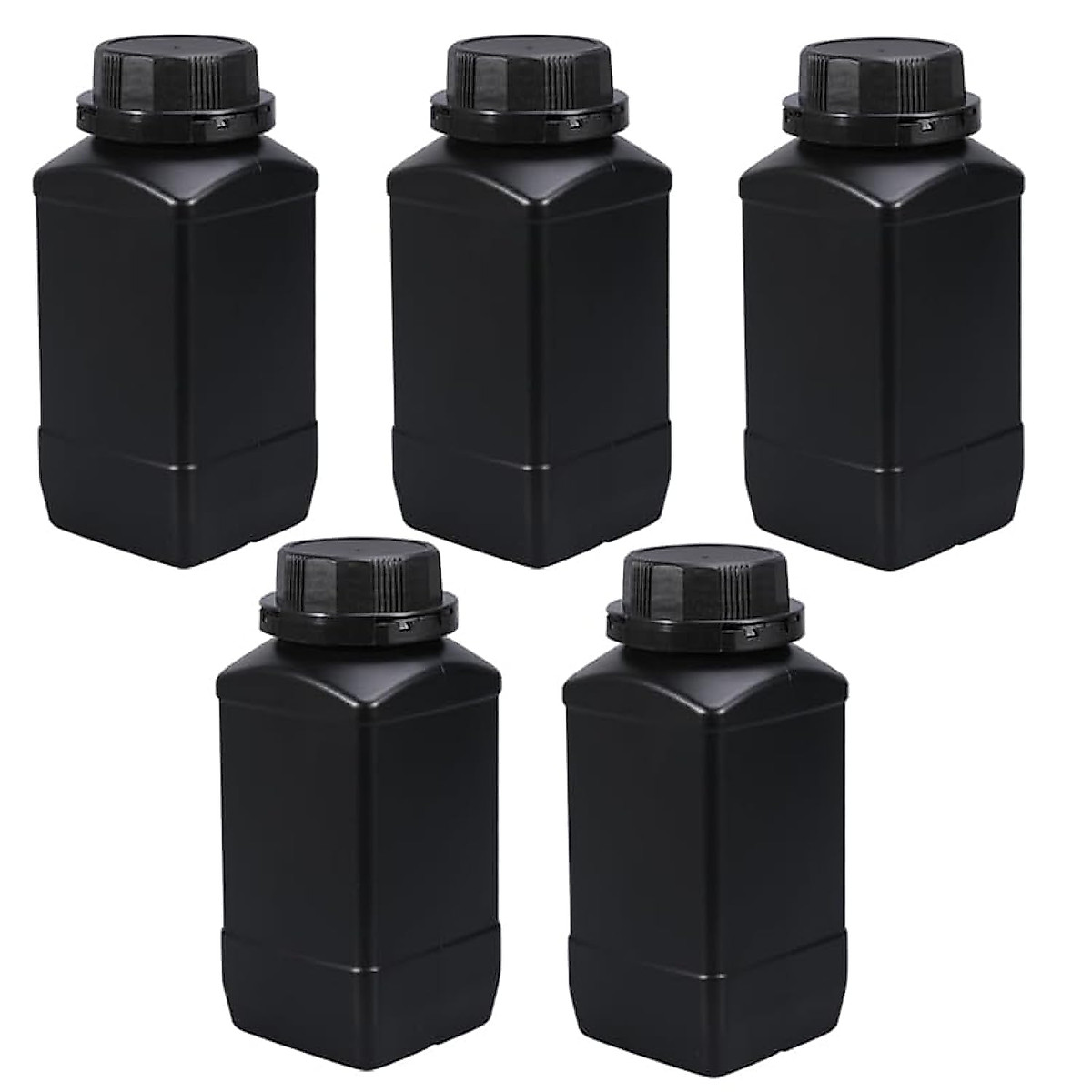 ASEVAT 34oz Plastic Lab Chemical Reagent Bottles, Square Sample Storage Container, Plastic Chemical Container Bottle with Anti-theft Cap, Wide Mouth Sample Sealing Storage Bottles (5Pcs)