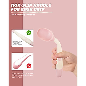 10 Pcs Toddler Utensils, Spoons and Forks Set with Bendable Handle, 5 Toddler Forks and 5 Toddler Spoons, Baby Feeding Set for Self Feeding, Silicone Spoons Forks for Kids, BPA Free