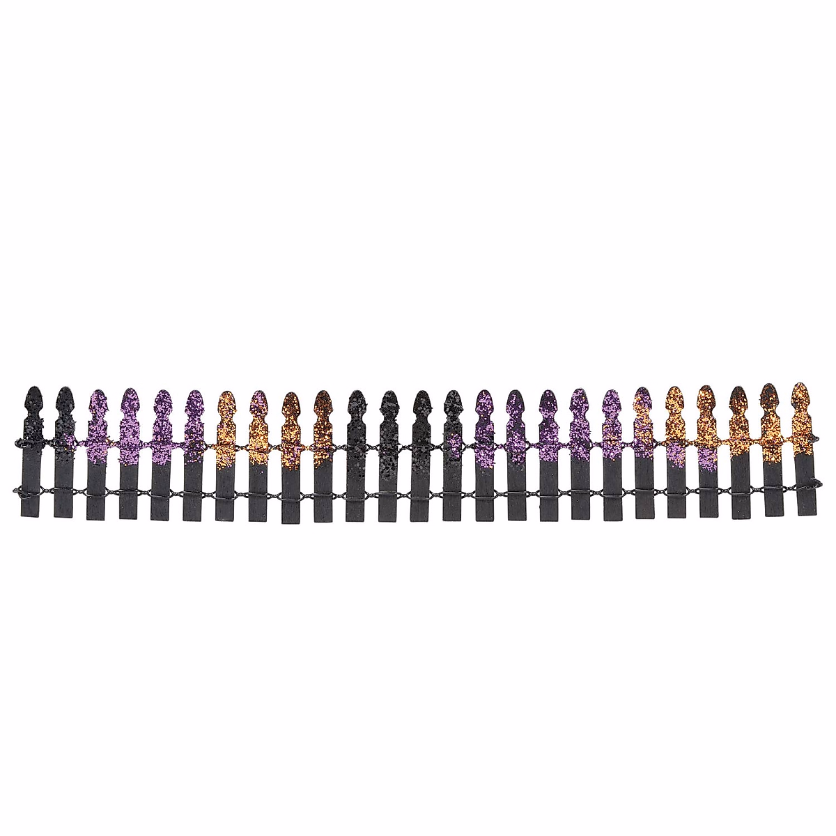 Department 56 Village Collection Accessories Halloween Glitter Miniature Fence Figurine, 2.17 Inch, Multicolor