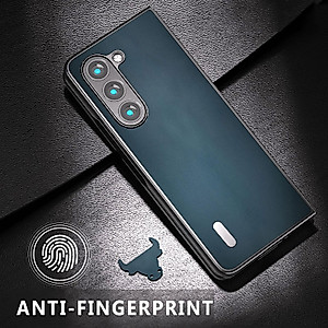 THikk Leather Case for Samsung Galaxy Z Fold 5, Slim Genuine Leather Hard PC Shockproof Protective Phone Case Durable Back Cover for Samsung Galaxy Z Fold 5,Green