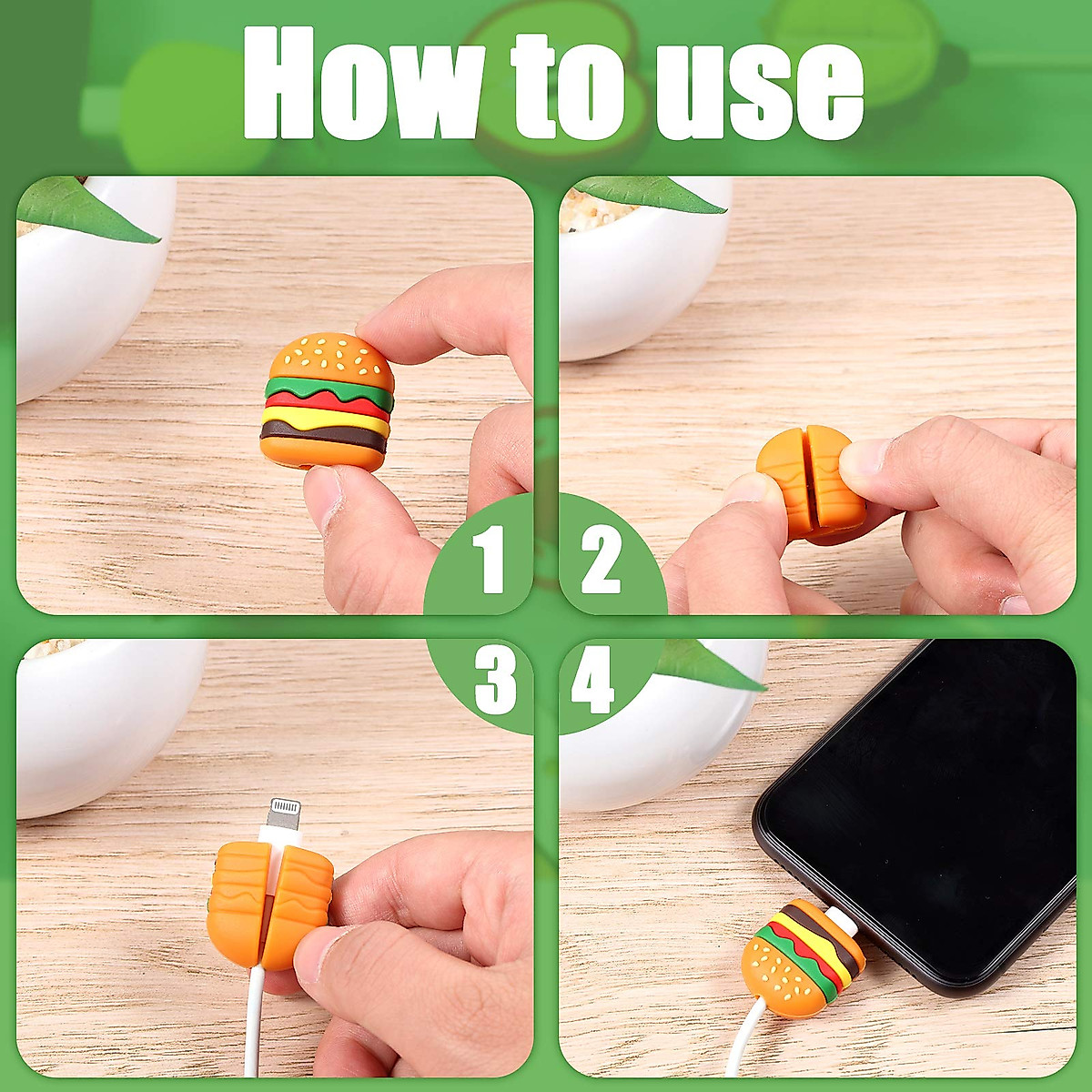 21 Pieces Cute Animal Cable Protector Charging Cable Protectors for USB Cable Fish Fruit Charging Cable Saver for Cellphone and Tablet Data Lines