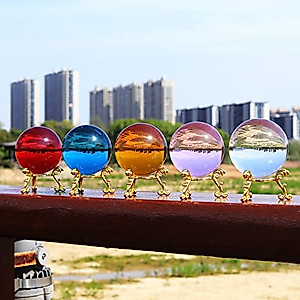 LONGWIN 60mm(2.4inch) Crystal Ball Solid Photography Glass Ball Spere with Golden Flower Stand Magic Ball