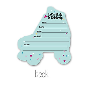 Roller Skating Party Invitations with Envelopes, 20 Set Skate Shaped Invitations Birthday Baby Shower Party Invites Supplies Favors, Double-Sided