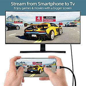 Elecan 8K Fiber Optic USB C to HDMI Cable 50 Ft, 8K@60Hz 4K@120Hz, HDR, Active Optical USB 3.1 Type-C to HDMI 2.1 Cord Compatible Thunderbolt 3/4 for Galaxy MacBook Pro/Air iPad Pro Surface Dell HP