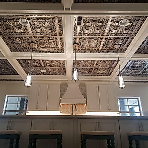 From Plain To Beautiful In Hours DCT10 Milan PVC 2' x 2' Lay-in or Glue-up Ceiling Tile (Covers / 40 sq.ft), Weathered Copper, 10 Piece