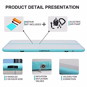 DAIRTRACK Air Tumbling Mat,Tumble Track 10ft/13ft/16ft/20ft Inflatable Gymnastics Air Mat for Gymnastics Training/Home Use/Gym/Cheerleading/Yoga/Water