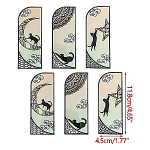 6Pcs Translucent Black Cat Bookmarks,Cute Bookmark Creative Book Page Clip,Cat Bookmark Black Literary Hand Account Creative Book Clip Bookmark (B)
