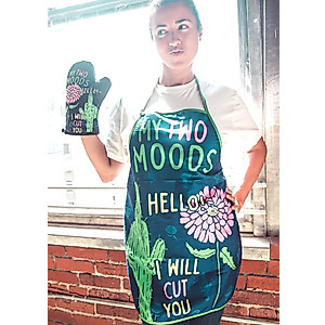 My Two Moods Hello I Will Cut You Funny Flower Cactus Graphic Novelty Kitchen Accessories Funny Graphic Kitchenwear Introvert Funny Sarcastic Novelty Black Oven Mitt