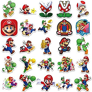 100Pcs The Super Mario Bros Movie Stickers Pack Mario Kids Stickers Cute Cartoon Characters Game Stickers for Kids Teens Adults Waterproof Vinyl Kawaii Stickers for Water Bottle Laptop Luggage (Mario100)