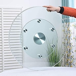 Large Dining Table Turntable, Round Clear Tempered Glass Lazy Susan Rotating Turntable Tray, for Banquets Party Family Dinners Large Swivel Serving Plate ( Color : Clear , Size : 50cm (20inch) )