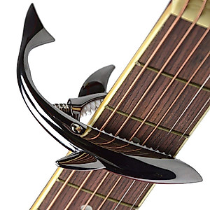 Imelod Zinc Alloy Guitar Capo Shark Capo for Acoustic and Electric Guitar with Good Hand Feeling, No Fret Buzz and Durable(Black)