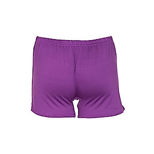 NOROZE Girls Stretch Shiny Shorts Dance Gym Hot Pants (Purple, 11-12 Years)