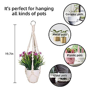 2 Pack Macrame Plant Hangers, Cotton Rope Woven Indoor Outdoor hanging plant holder Wall Hanging Planter Ceiling plants for Flower Pot, Hanging Plants Holder for Yard Garden Home Decoration, 50 cm