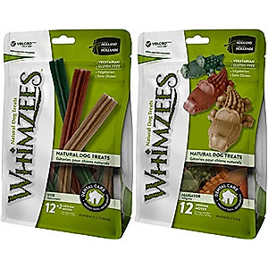 Paragon Whimzees Medium Dental Dog Treat Bundle: Stix and Alligator, Natural and Grain-Free