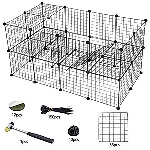 ZENY Pet playpen, Small Animal Cage, DIY 36 Panels Metal Wire Fence with Ramp for Guinea Pigs, Ferret, Rabbits, Pet Rat, Puppies, Indoor Use