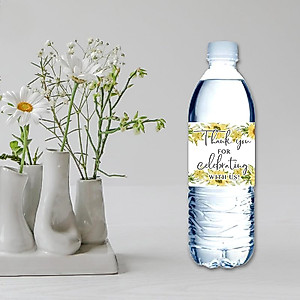 CRAWPROP Sunflower Design Thank You for Celebrating with US Water Bottle Sticker Labels Wedding Bridal Party Supplies Baby Shower Birthday Party Decorations(Pack of 36)