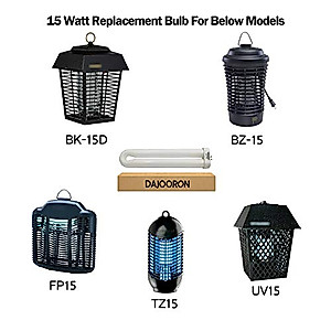 DAJOORON 15 Watt Bug Zapper Replacement Bulb for BK-15D (BF-35), Black Flag 15-Watt BZ-15 (BB-15WHT), Stinger UV15, FP15, TZ15 (B1515-4), T6, T8, T9