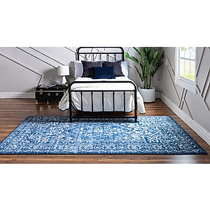 Rugs.com Boston Collection Rug – 2' x 3' Blue Low-Pile Rug Perfect for Living Rooms, Large Dining Rooms, Open Floorplans