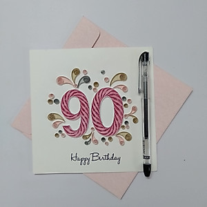 SDFSDF Happy Birthday 90 Years Old Card, 90th Ninety Year Decorations, Card for Grandmother, Big Mom, Gammy ,Gamma ,Grandmom, Handmade Quilling (90th Birthday) (10)