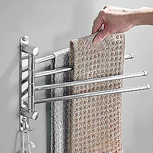 Swivel Towel Rack for Bathroom OHIYO 14inch 4 Arm Swing Out Towel Rack Wall Mounted SUS304 Stainless Steel Space Saving Swing Arm Towel Rack Towel Holder for Bathroom