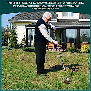 SOMOLUX 52'' Weed Puller Tool Stand-up Weeder with Metal Long Handle/Stainless Steel Claw, Gardening Manual Tool Weed Gripper/Picker/Remover No Bending/Kneeling to Remove Dandelion form Lawn patio