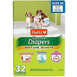 Disposable Dog Diapers with FlashDry Gel Technology - M, 32 Count