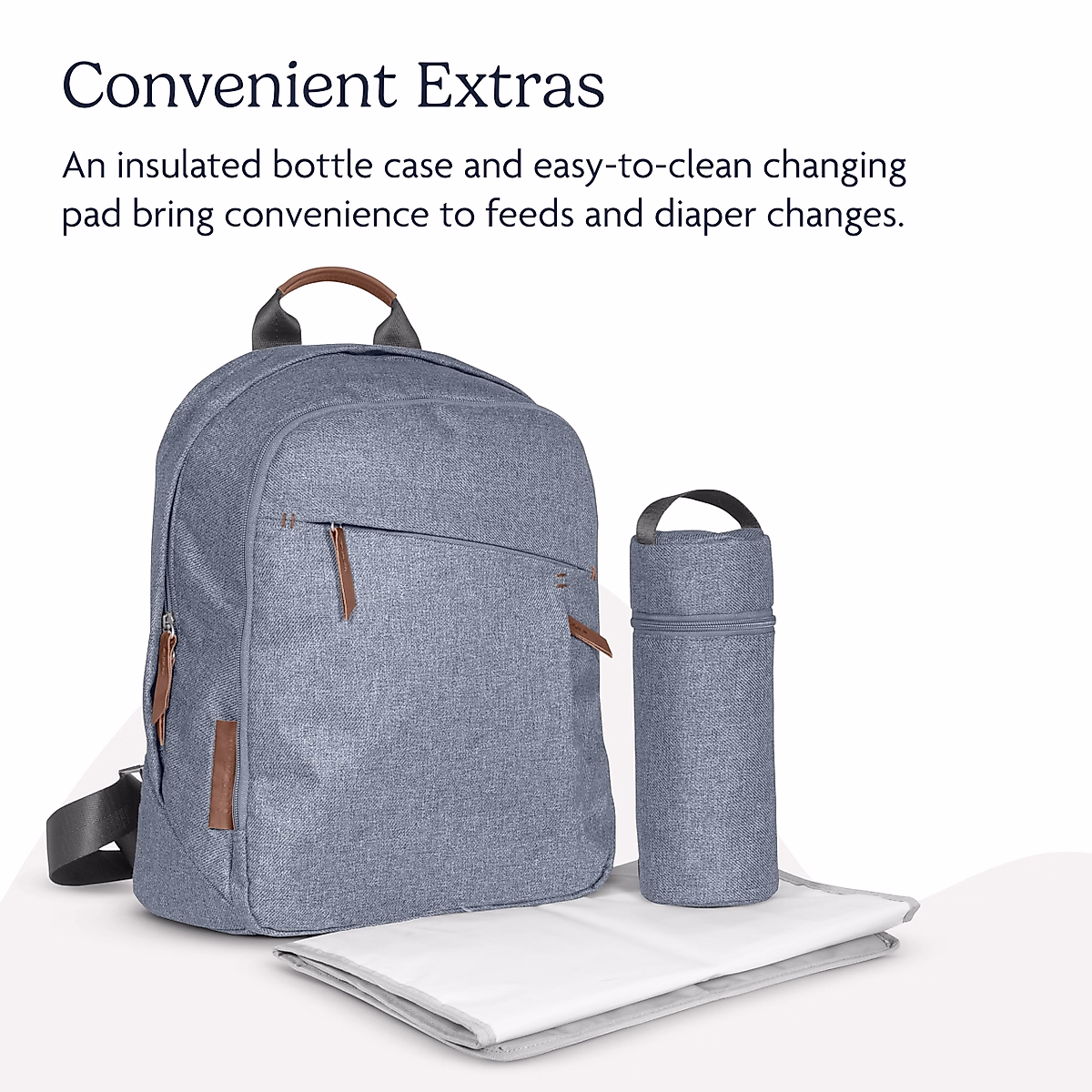 UPPAbaby Changing Backpack/Multiple Storage Compartments/Stroller Strap Attachment/Bottle Insulator and Changing Pad Included/Greyson (Charcoal Mélange/Saddle Leather)