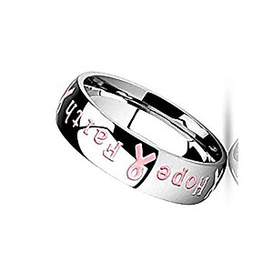 Luxe Modz Women’s Inspirational Breast Cancer Awareness Ring, Stainless Steel, Courage Hope Faith Pink Ribbon Charm Ring, Size 11, 6mm Wide, Stylish & Comfortable, Breast Cancer Survivor Gift