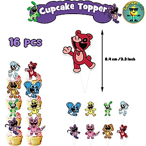 Lemoneon Cute Animals Birthday Decorations Party Supplies Kids Party Favors 2024 Decorative Horror Game Characters with Banner Cupcake Toppers Balloons