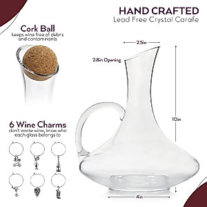 Red Wine Decanter Set 750 mL Large Glass Vase Wine Gifts, Beside Carafe A Wine Bar Cart Accessories & Wine Accessories, Wine Holder Glass Carafe Copas De Vino De Cristal Elegante Wine Dispenser Pourer