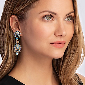 Ross-Simons 24.30 ct. t.w. Tonal Blue Topaz and 2.30 ct. t.w. Iolite Drop Earrings in 18kt Gold Over Sterling