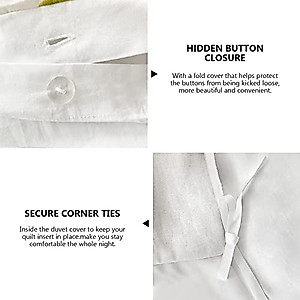 Style Quarters Dahlia Lane 3pc Duvet Cover Set - Multi-Color Floral Stems with White Leafy Silhouettes - 100% Cotton - Machine Washable - Includes 1 Duvet Cover + 2 Shams (Queen)