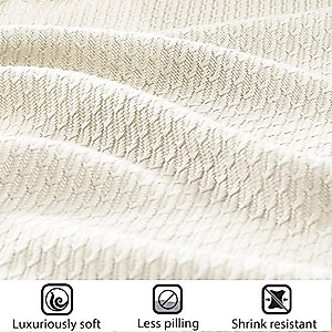 Madison Park 100% Egyptian Cotton Breathable Cozy Blanket, Premium Knit Luxury Bedding, All Season Lightweight Cover for Bed, Couch and Sofa, King(108"x90"), Ivory (MP51N-5173)