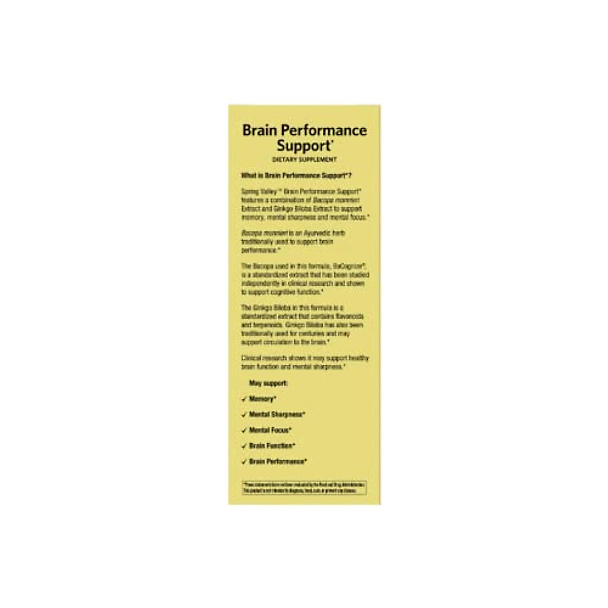 Spring Valley Brain Performance Support, 60 Count + STS Fridge Magnet.