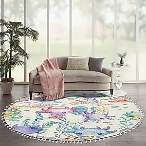 Round Rugs Watercolor Cute Axolotl Characters Boho Area Rug Linen and Cotton Carpet Meditation Rug Washable Hallway Runner Mat Accent Rug for Bedroom Nursery Kids Room 6ft