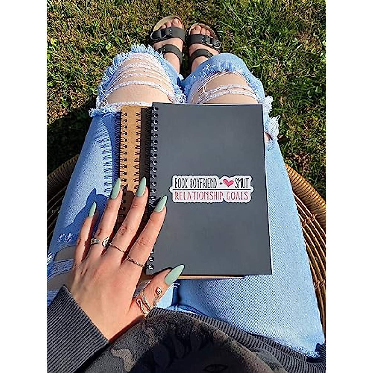 Miraki Book Boyfriend + Smut Sticker, Book Lover Sticker, Planner Sticker, Water Assitant Die-Cut Vinyl Stickers Decals for Laptop Phone Kindle Journal Water Bottles, Sticker for Women